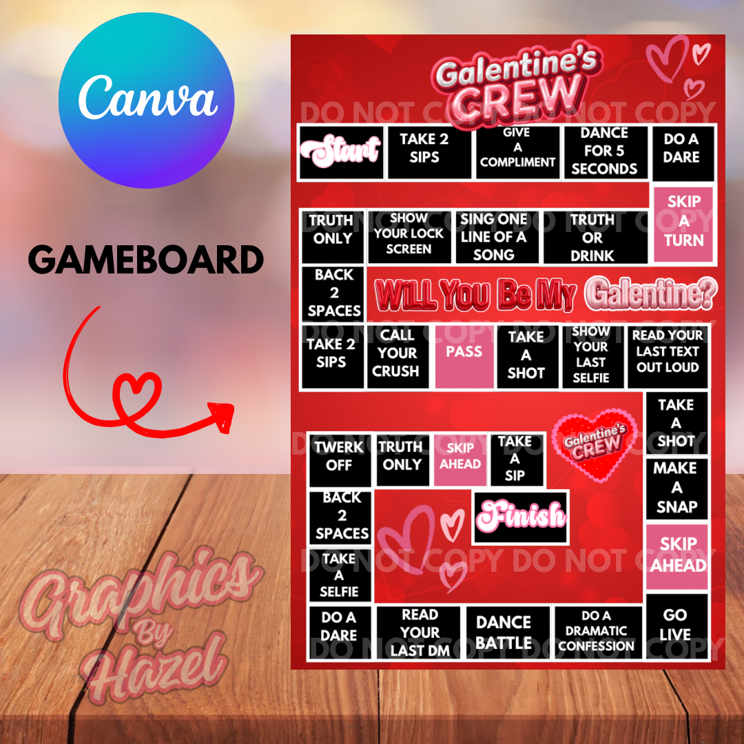Galentines Crew Game board – Graphics By Hazel